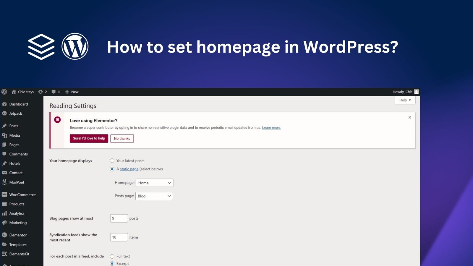 How To Set Homepage In WordPress Stackfindover